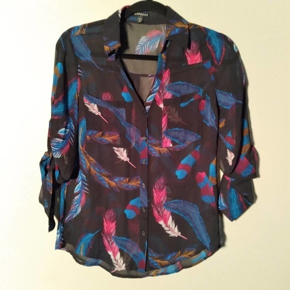 Express | Tops | Express Feather Lightweight Button Sheer Shirt | Poshmark
